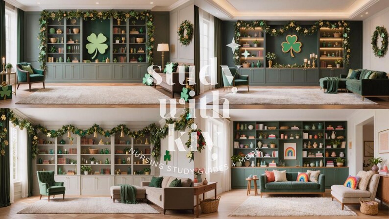 St. Patrick’s Day Virtual Background Bundle | Shamrock & Rainbow Living ...