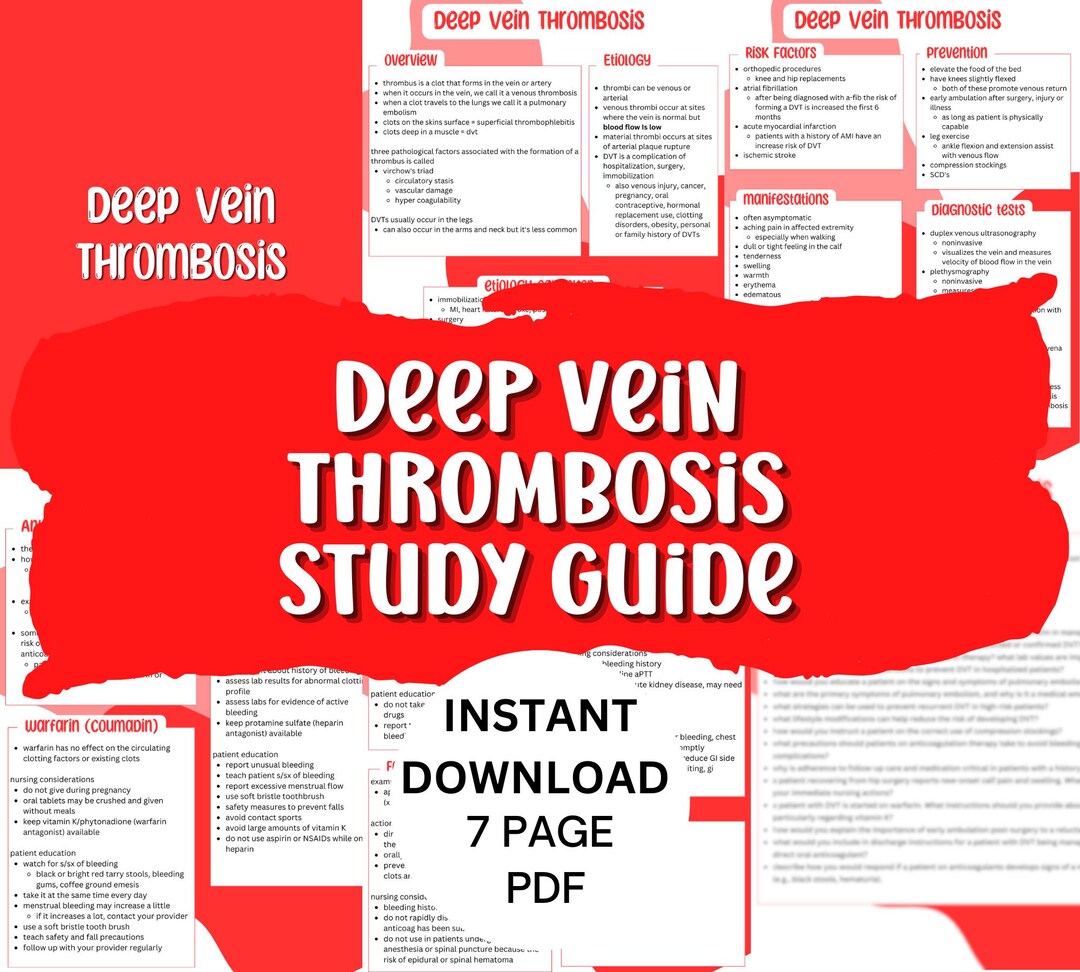 Deep Vein Thrombosis | Dvt's Study Guide Nursing, School Student Notes ...