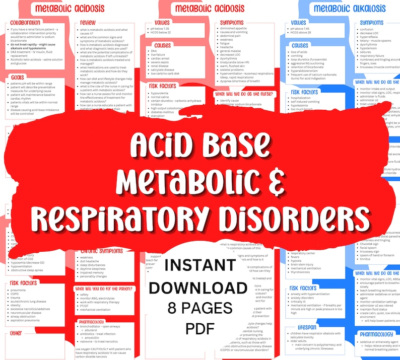Acid Base Imbalances, Respiratory and Metabolic Disorders, Nursing ...