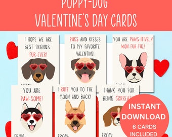 Printable Puppy Valentine's Day Cards. Instant Download - Etsy