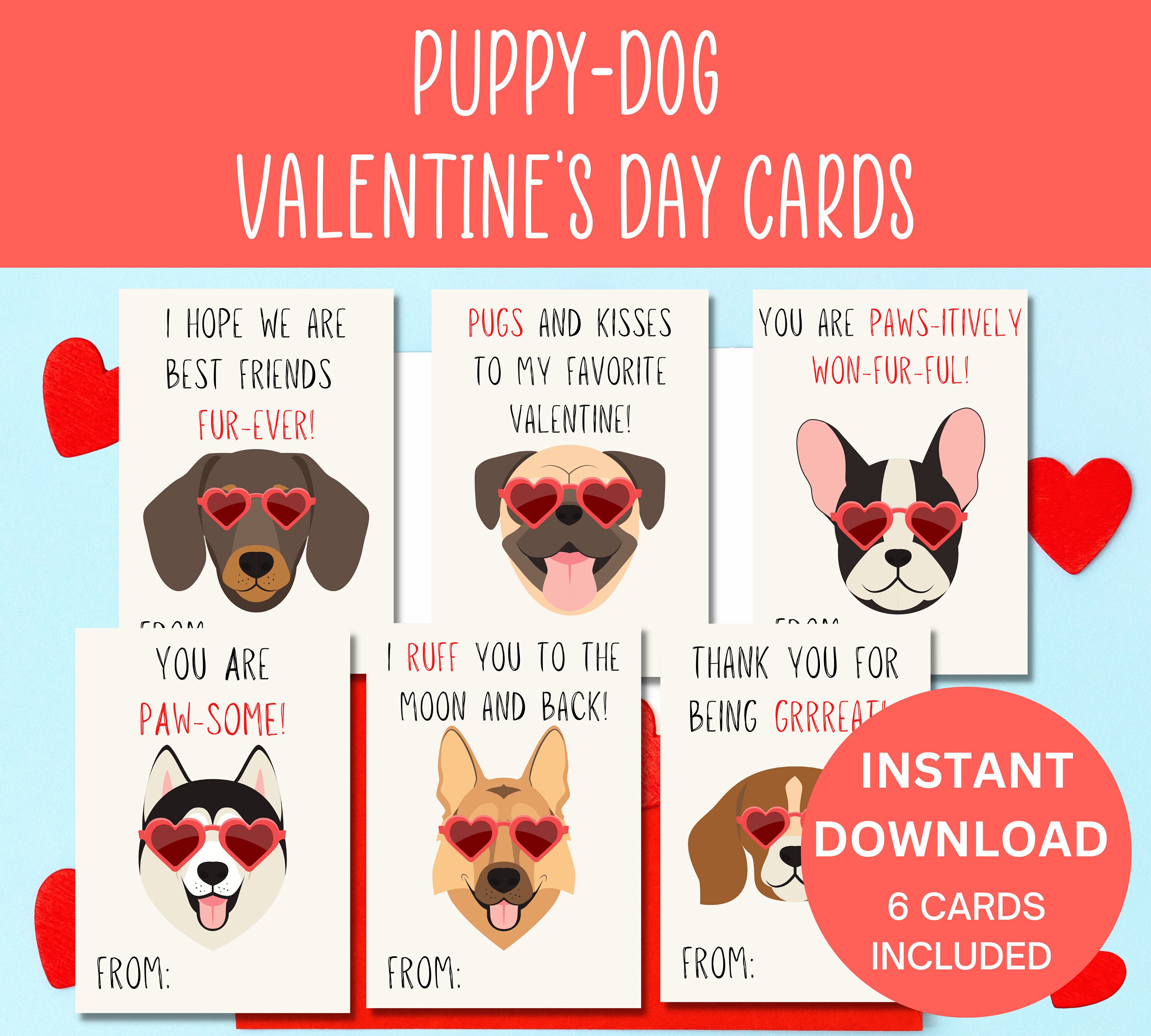 Puppy Dog Valentine's Day Cards - Etsy