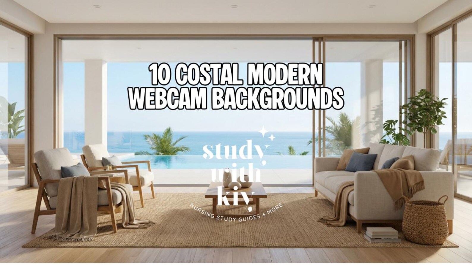 11 Mid-century Ocean & Pool Webcam Backgrounds | Coastal Modern Virtual ...