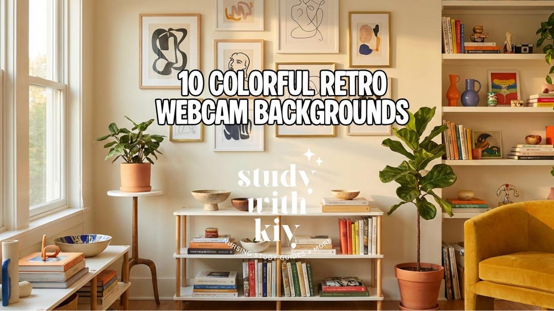 Colorful Retro Studio Zoom Backgrounds | Designer Living Room Virtual ...