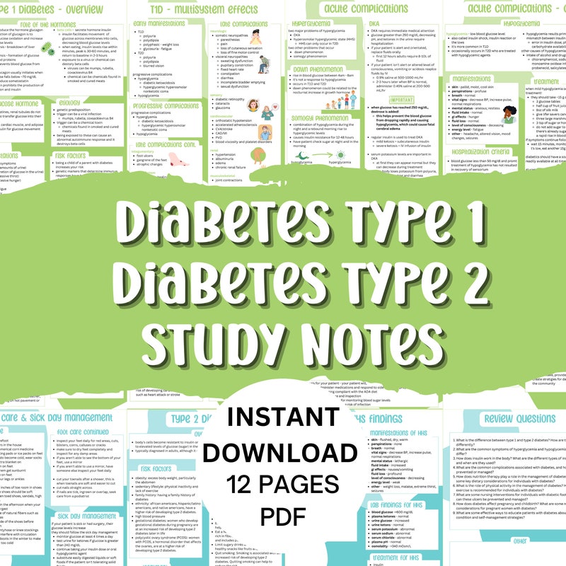 Type1 & Type 2 Diabetes Chart - Etsy