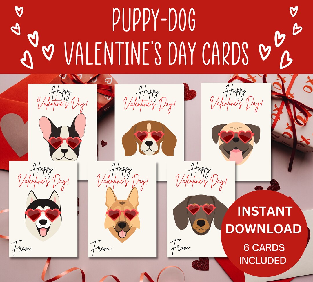 Puppy Dog Valentine's Day Cards - Etsy