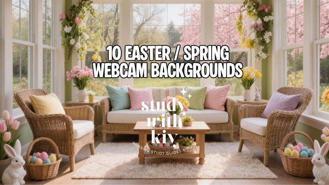 10 Easter Home Office Webcam Background Bundle | Spring Workspace ...