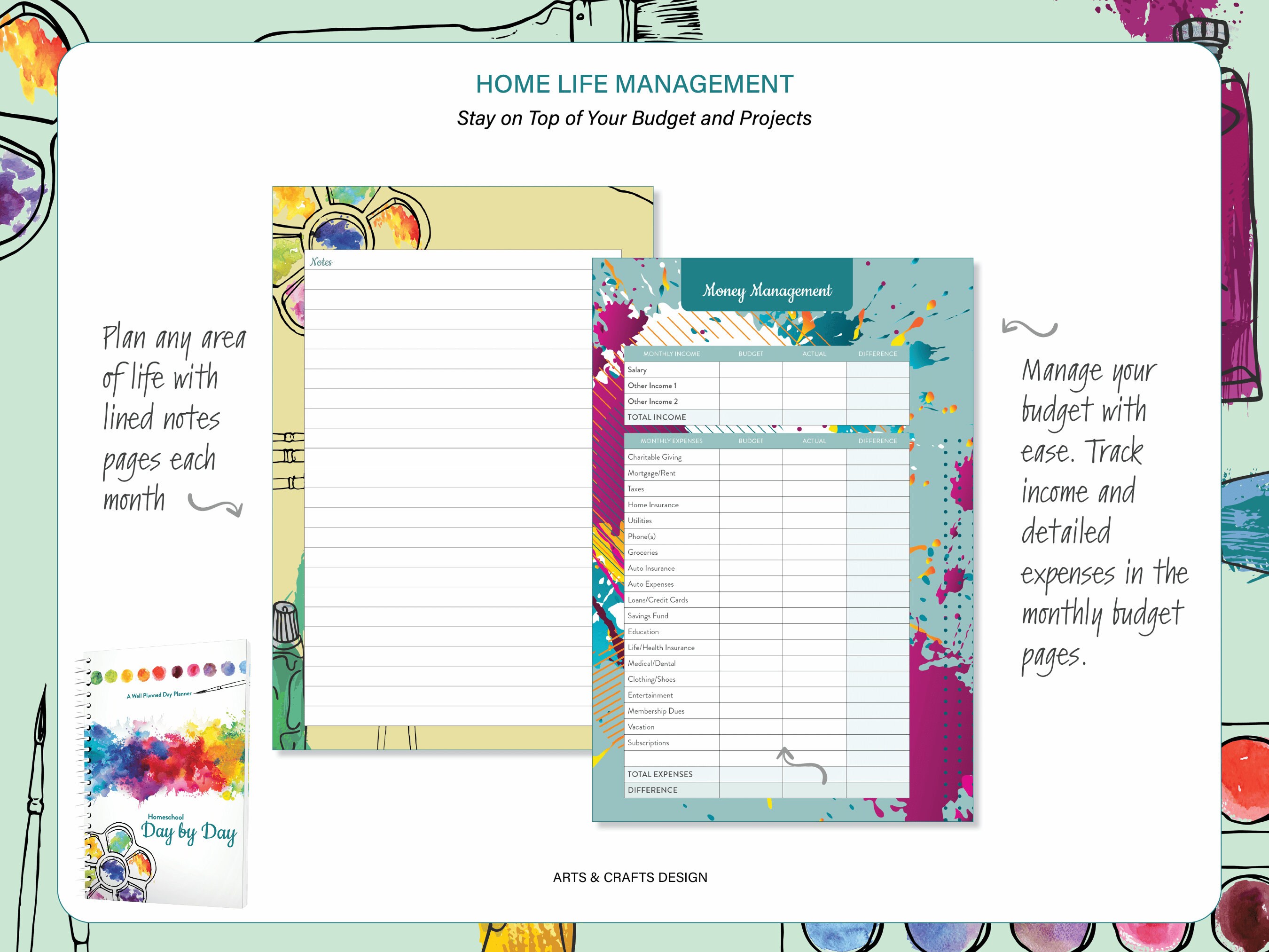 Homeschool Planner | Full Color | 1-3 Students | Record as You Go ...