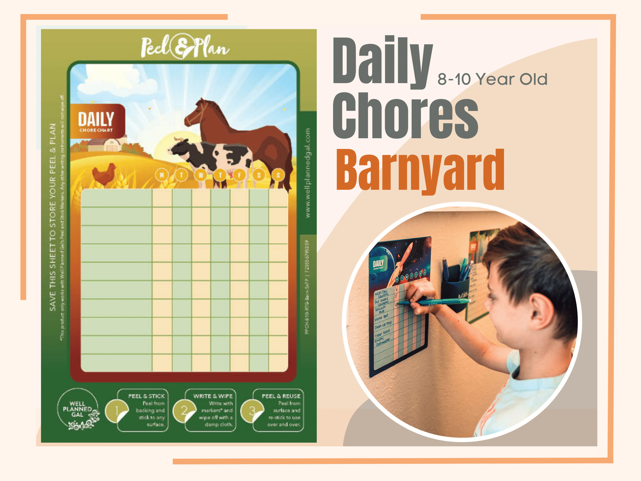 Kids Chore Charts Ages 8-10 Barnyard Reusable and Removable Sticker ...