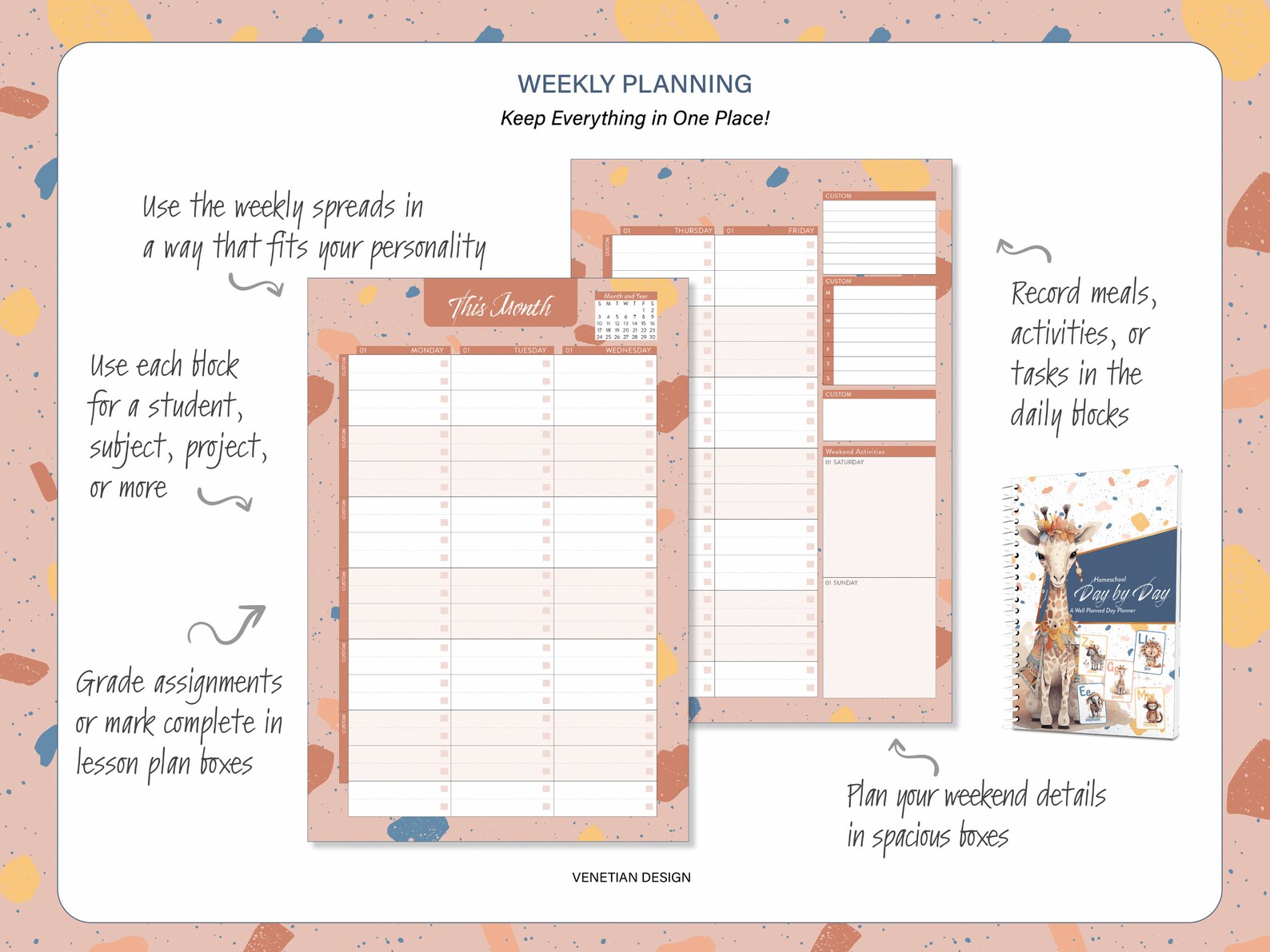 Homeschool Planner | Full Color | 1-3 Students | Record as You Go ...