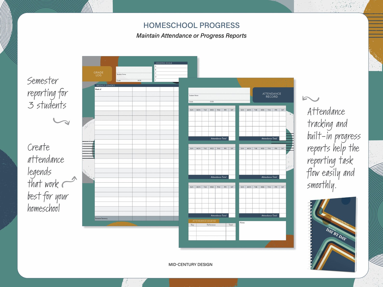Homeschool Planner | Full Color | 1-3 Students | Record as You Go ...