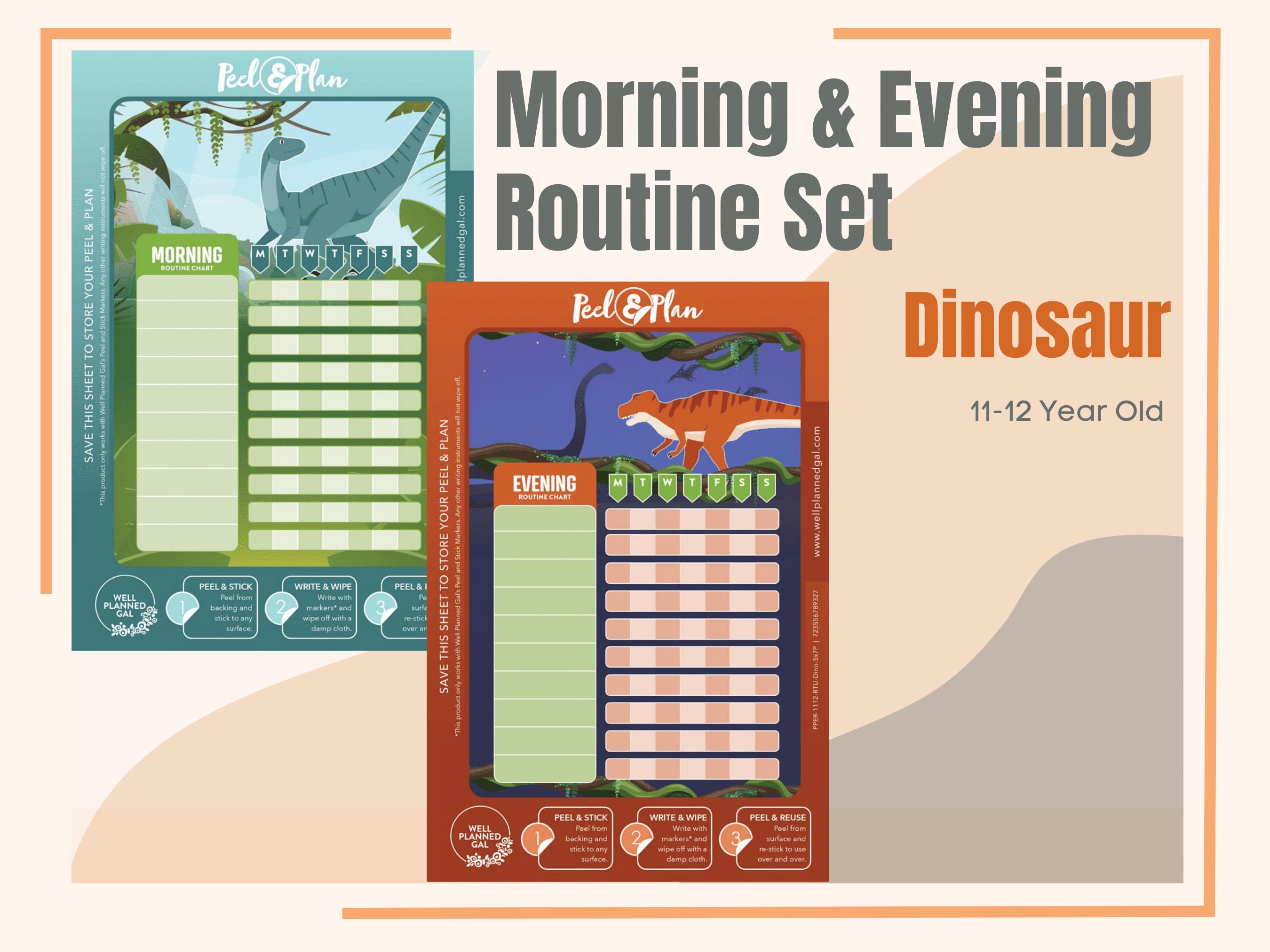 Kids Chore Charts Ages 11-12 Dinosaur Reusable and Removable Sticker ...