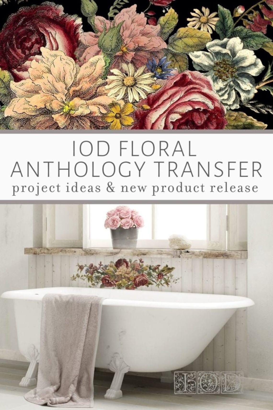 IOD Floral Anthology Rub-on Decal Transfer Botanical Rub on for Chalk ...