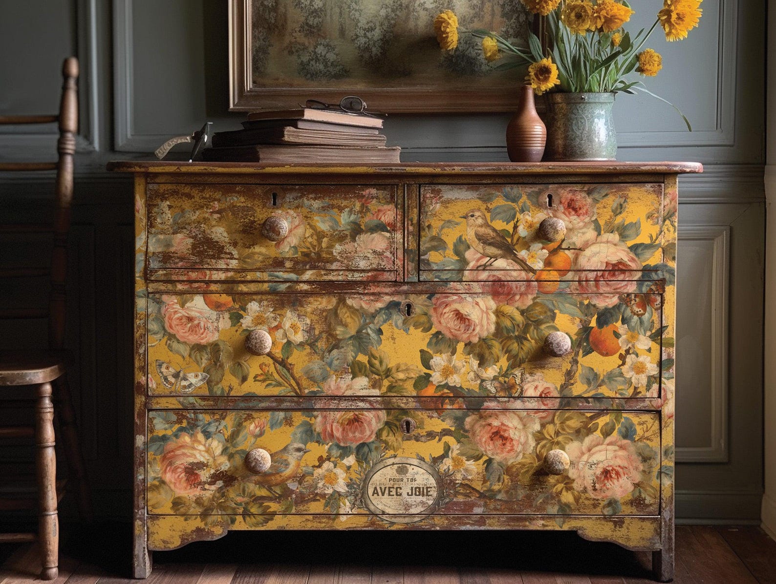 IOD Jooie Des Roses Rub on Decal Transfer for Furniture Decor Transfer ...