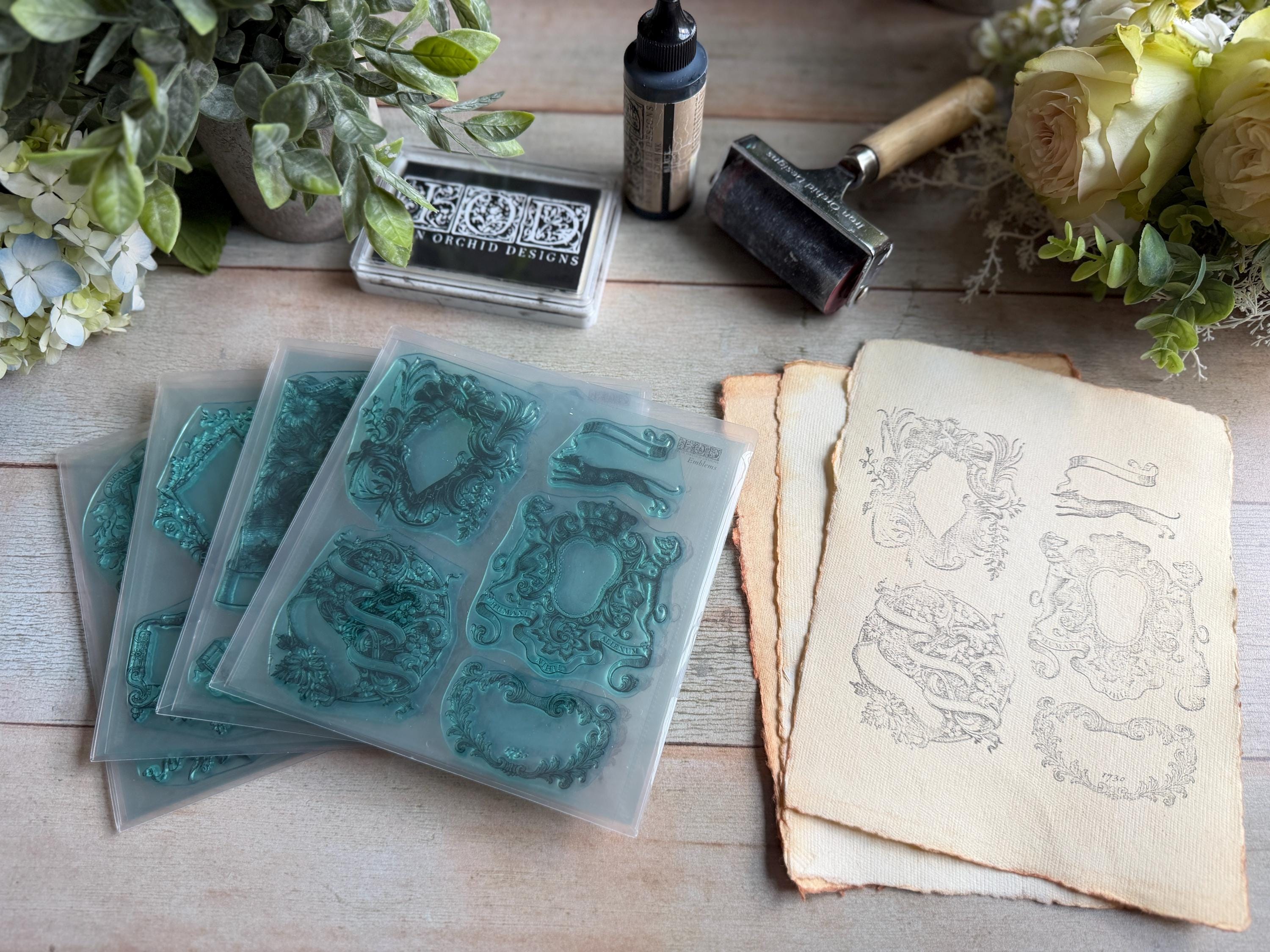 Emblems IOD Decor Stamps NEW Spring 2026 4 Reusable Stamping Pads 6x6 ...