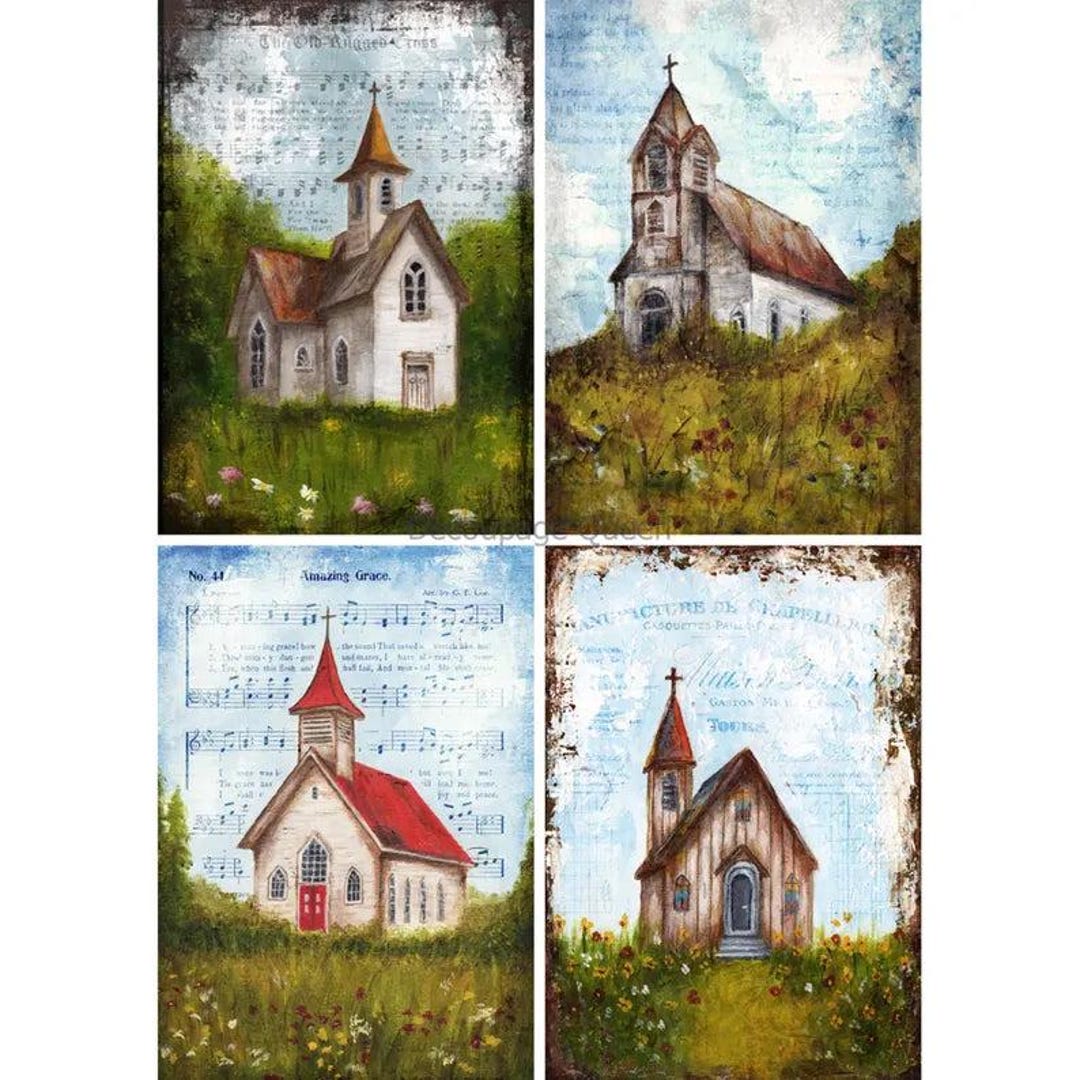 THE FOUR CHURCHES A4 Decoupage Papers for Crafting Decoupage Queen ...