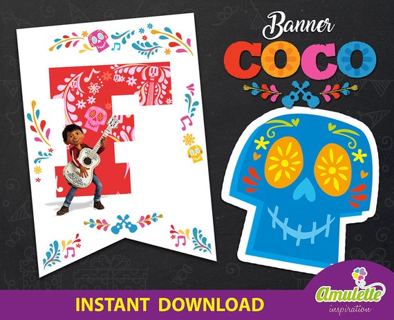 Banderin Coco Disney DESCARGA INSTANTANEA Fiesta Cumpleaños