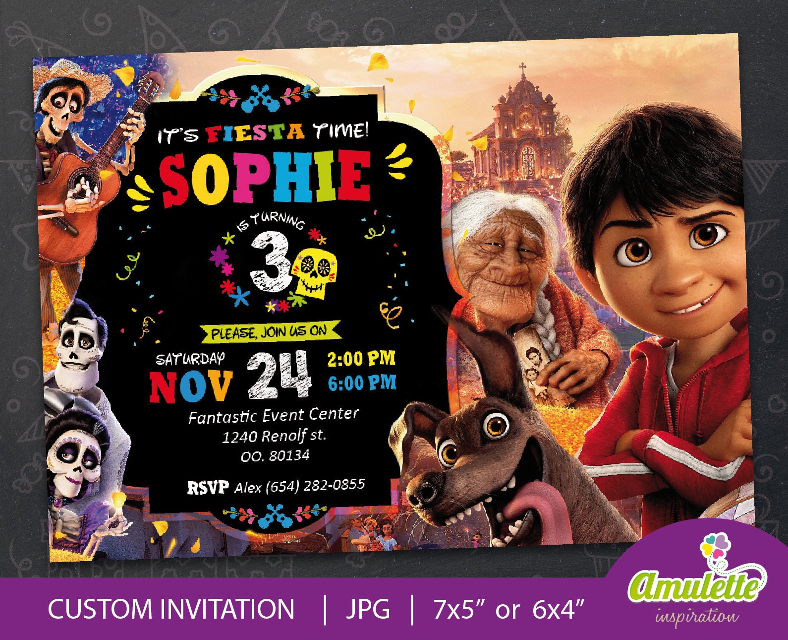 coco invitations disney coco birthday party coco personalized | Etsy