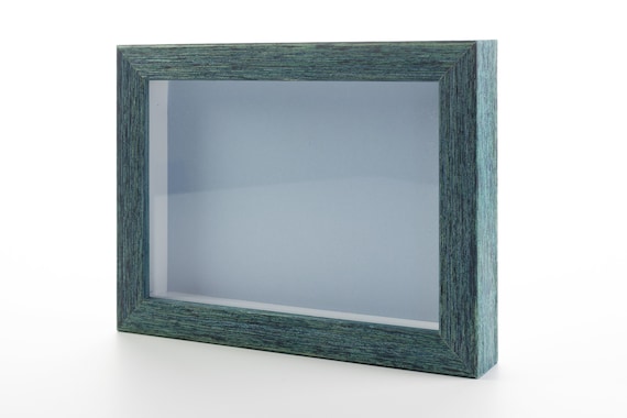 Weathered Blue Shadowbox Gallery Wood Frame With Blue Backing - Etsy
