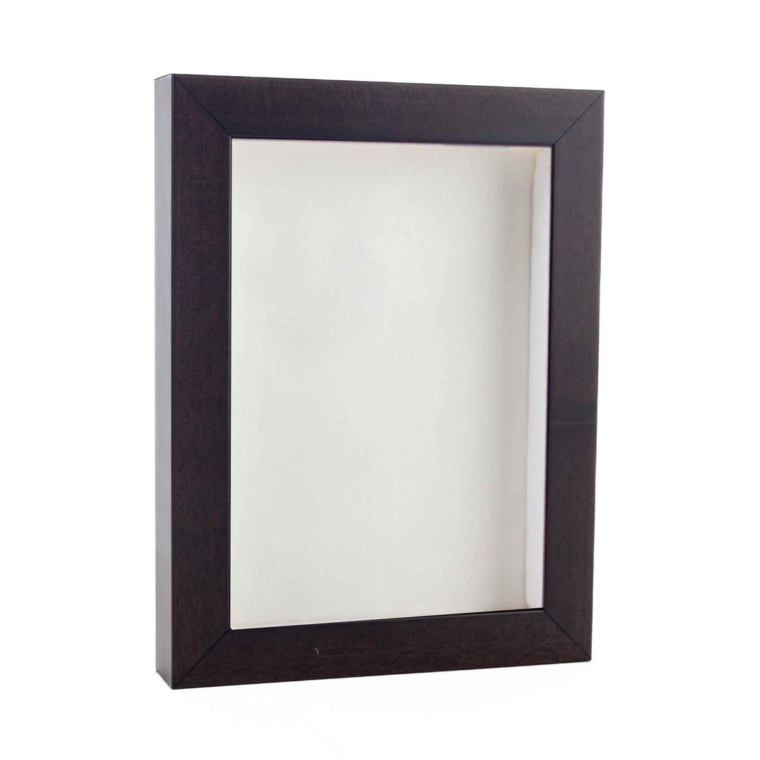 Rich Dark Brown Wood Shadow Box Frame With UV Acrylic Front - White ...