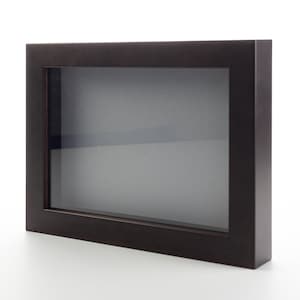 Brown Shadow Box Frame With Gray Backing, Acrylic Plexiglass and ...