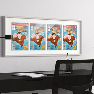 Comic Book Frame White Mat - 4 Openings to Display 4 Comics | Bronze ...