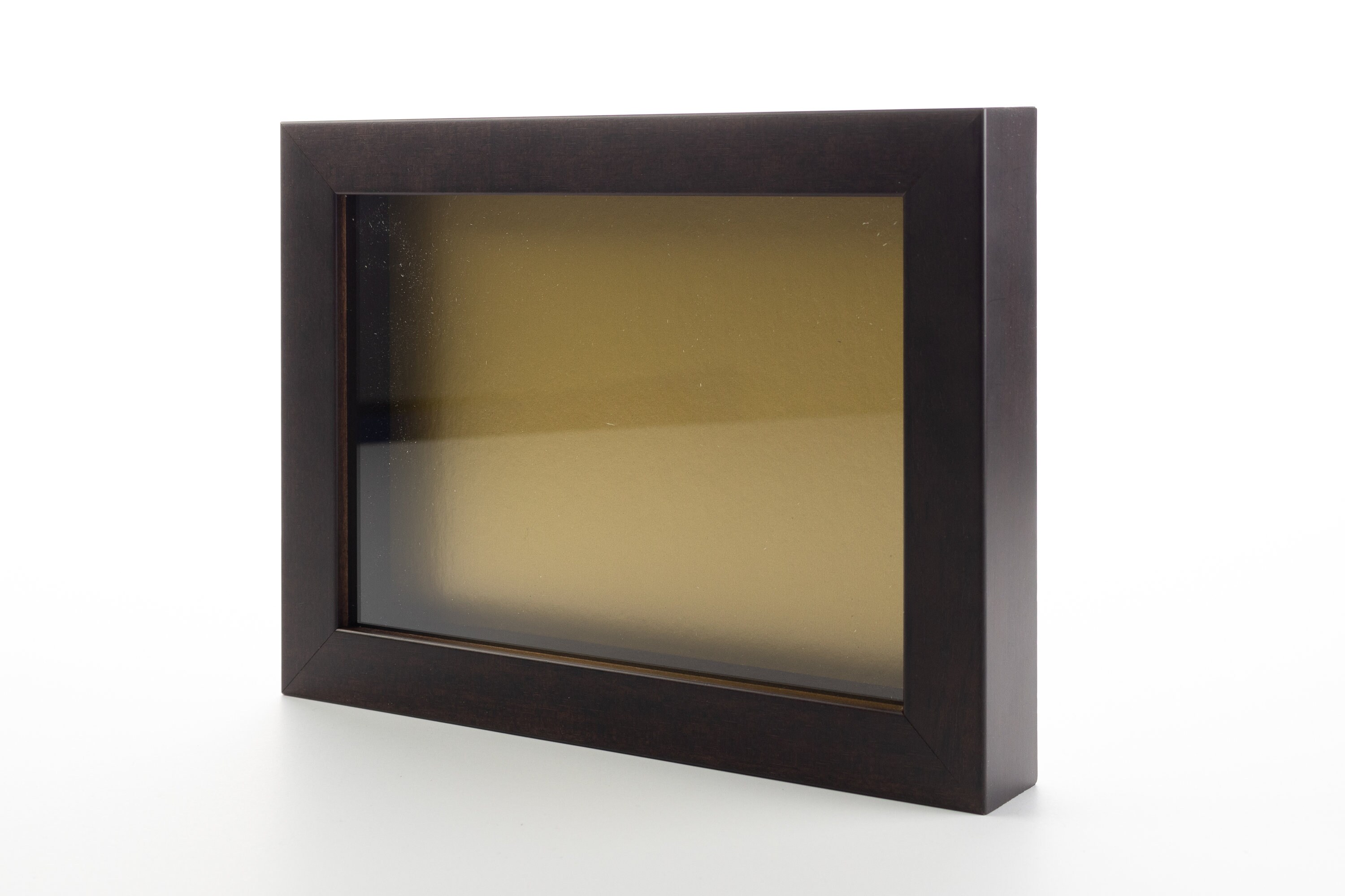 Brown Shadowbox Gallery Wood Frame With Gold Backing Various - Etsy