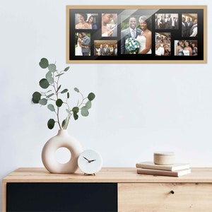 12x32 Wood Collage Frame for 9 Photos - One 8x10 & Eight 4x6 Pictures ...
