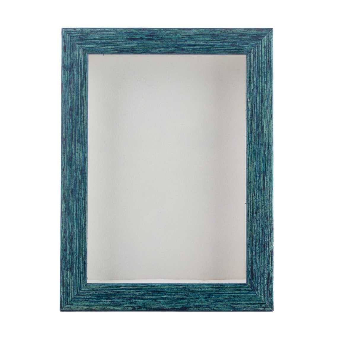 Distressed Blue Shadow Box Frame With White Acid-free Suede Backing ...