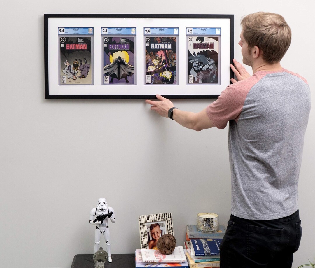 Comic Book Frame White Mat - 4 Openings to Display 4 Comics | Bronze ...
