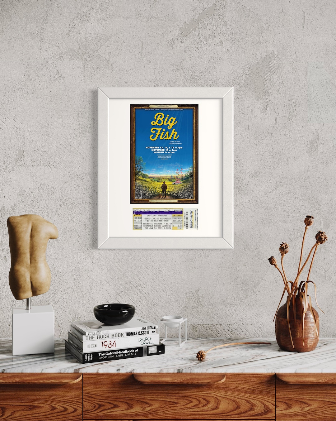 Playbilll Frame - 2 Openings With Mat for Playbill and Ticket - Acrylic ...