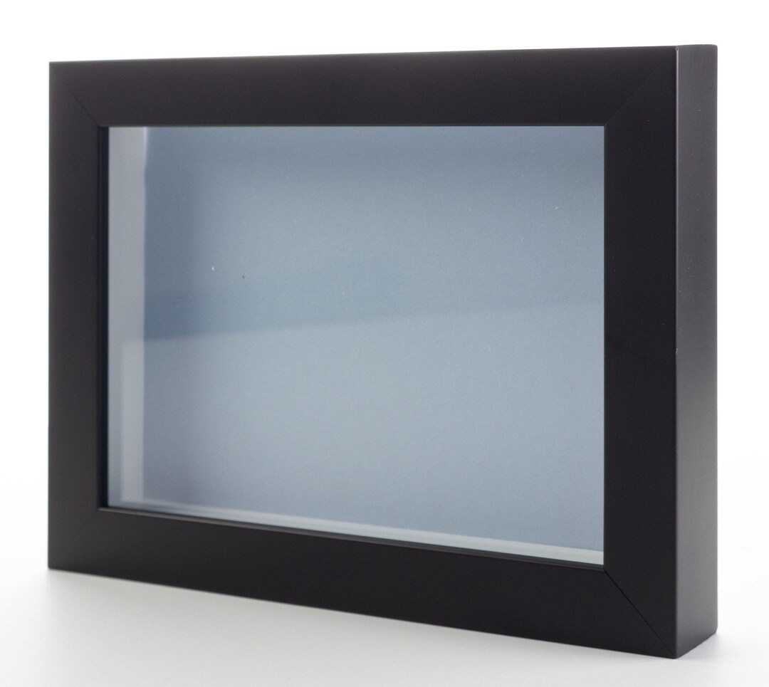 Black Shadowbox Gallery Wood Frame With Blue Backing, Various Sizes ...