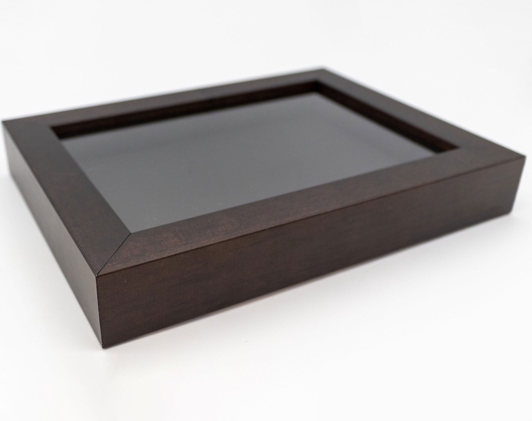 Handmade Shadow Box Frame, Brown Solid Wood, Black Acid Free Backing ...