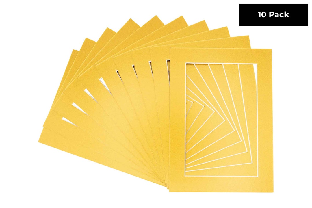 Metallic Gold Picture Frame Mat Pack of 10 - White Core - Available in ...