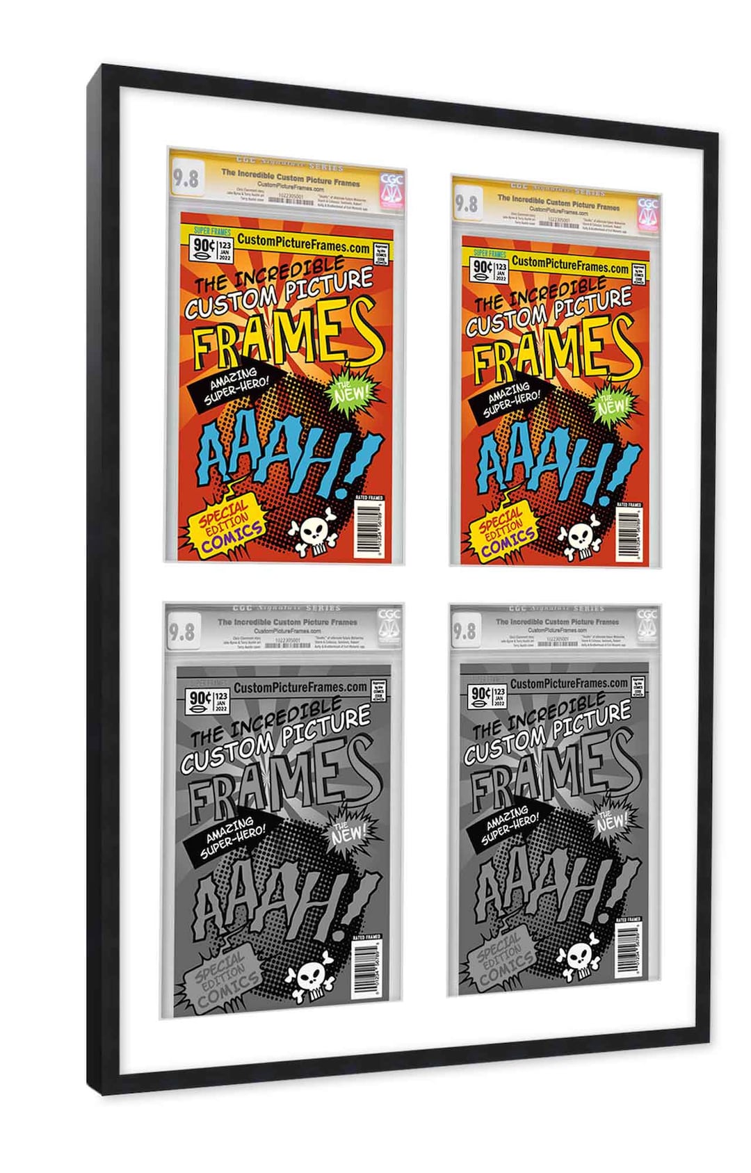 Comic Book Frame With Mat - 4 Openings to Display 4 Cgc, CBCS or PGX ...