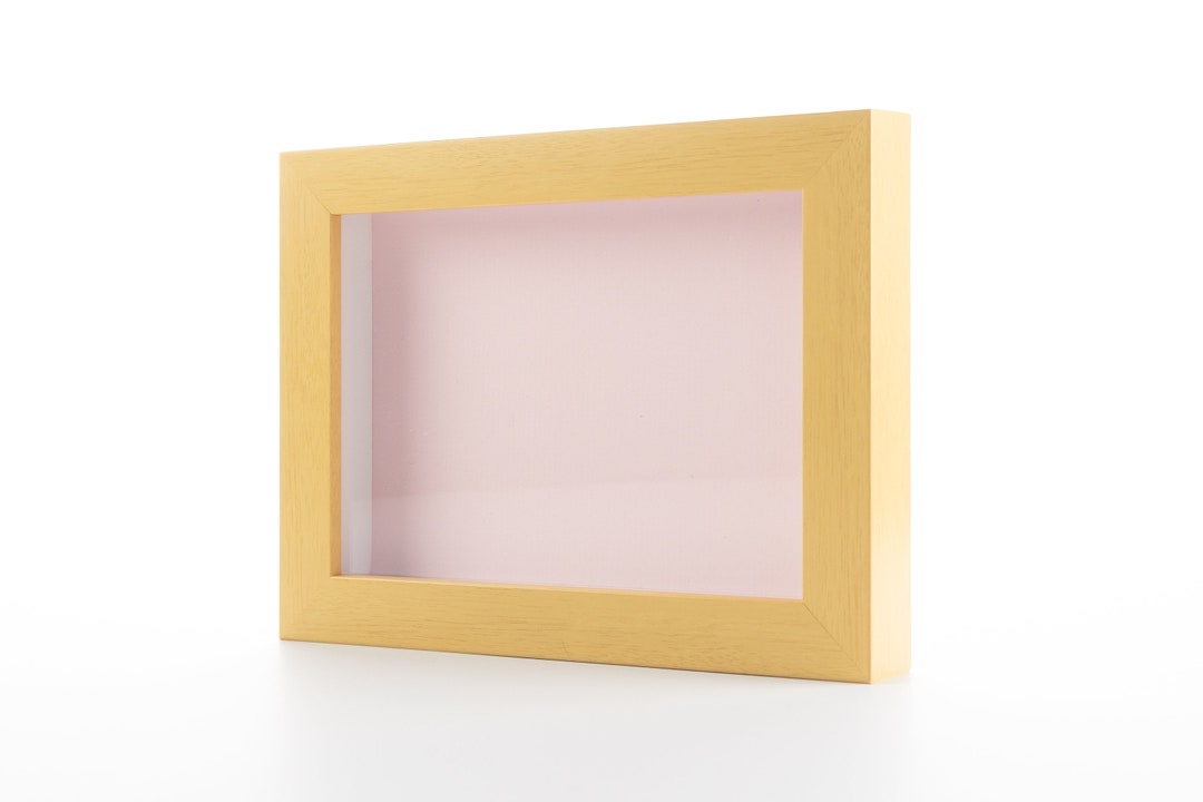 Natural Shadowbox Gallery Wood Frame With Pink Backing, Various Sizes ...