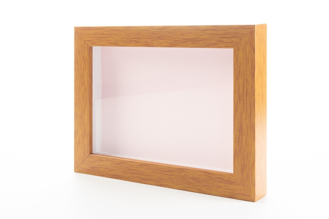 Honey Pecan Shadowbox Gallery Wood Frame With Pink Backing, Various ...