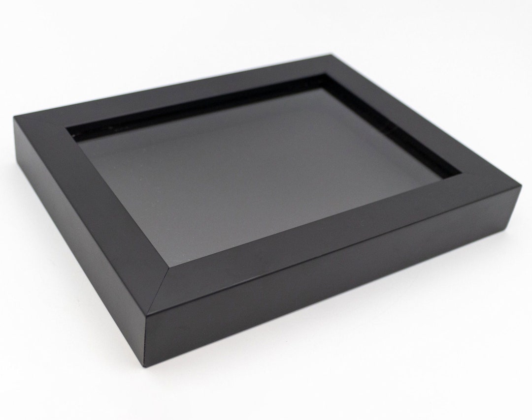 Shadow Box Frame Black Solid Wood 1" Deep With Black Backing, Hanging ...