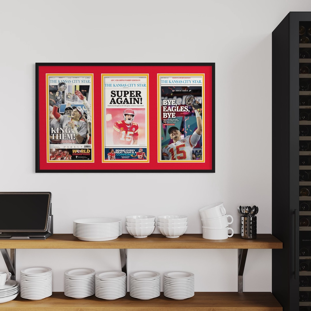 Triple Matted Newspaper Frame for Kansas City Star With Chiefs Red ...
