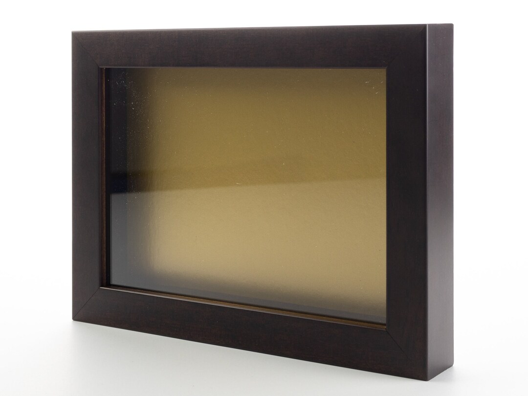 Brown Shadowbox Gallery Wood Frame With Gold Backing, Various Sizes ...