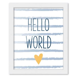 8x10 Framed Nursery Wall Adventure Boy Hello World Poster in White Wood ...