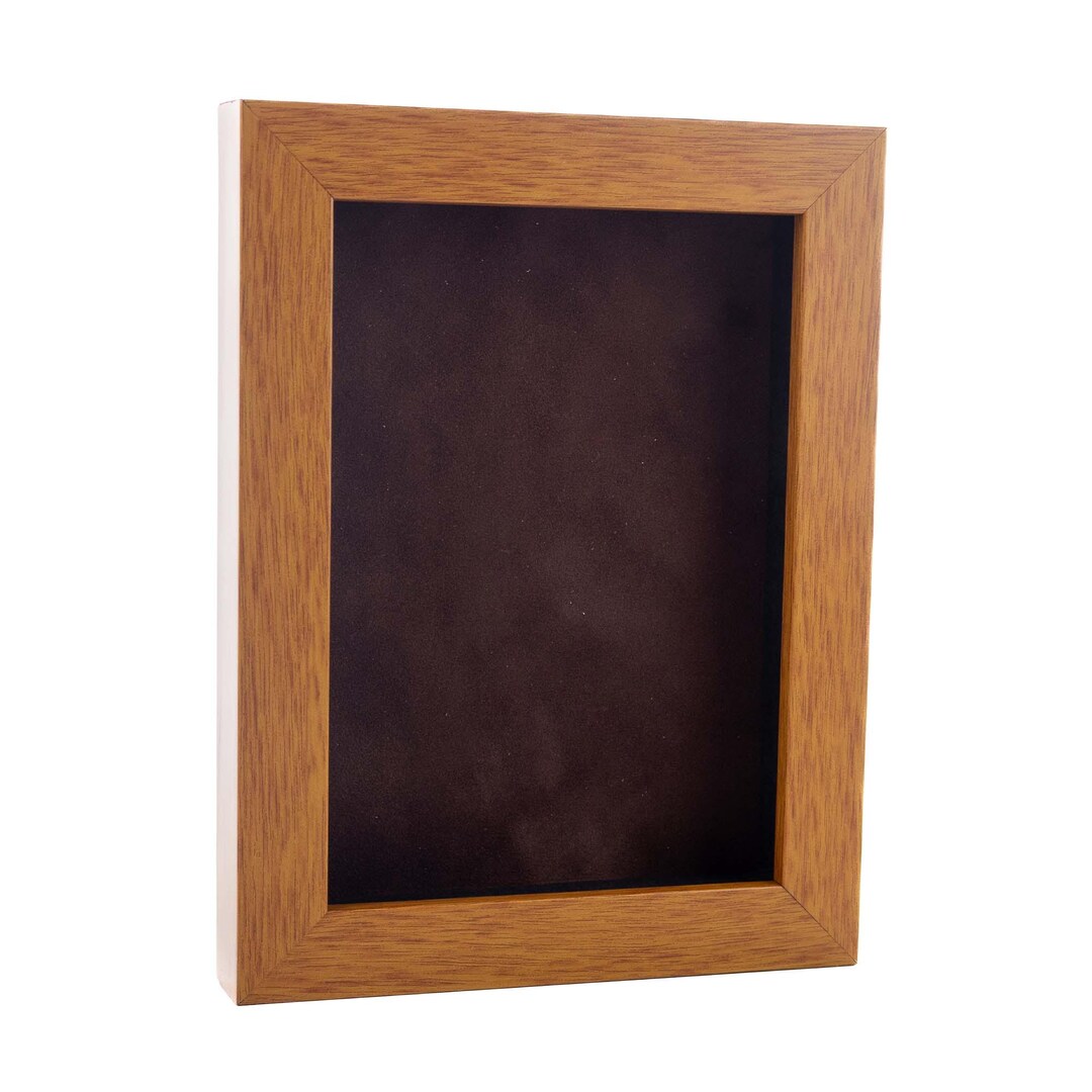 Warm Honey Brown Wood Shadow Box Frame With UV Acrylic Front - Brown ...