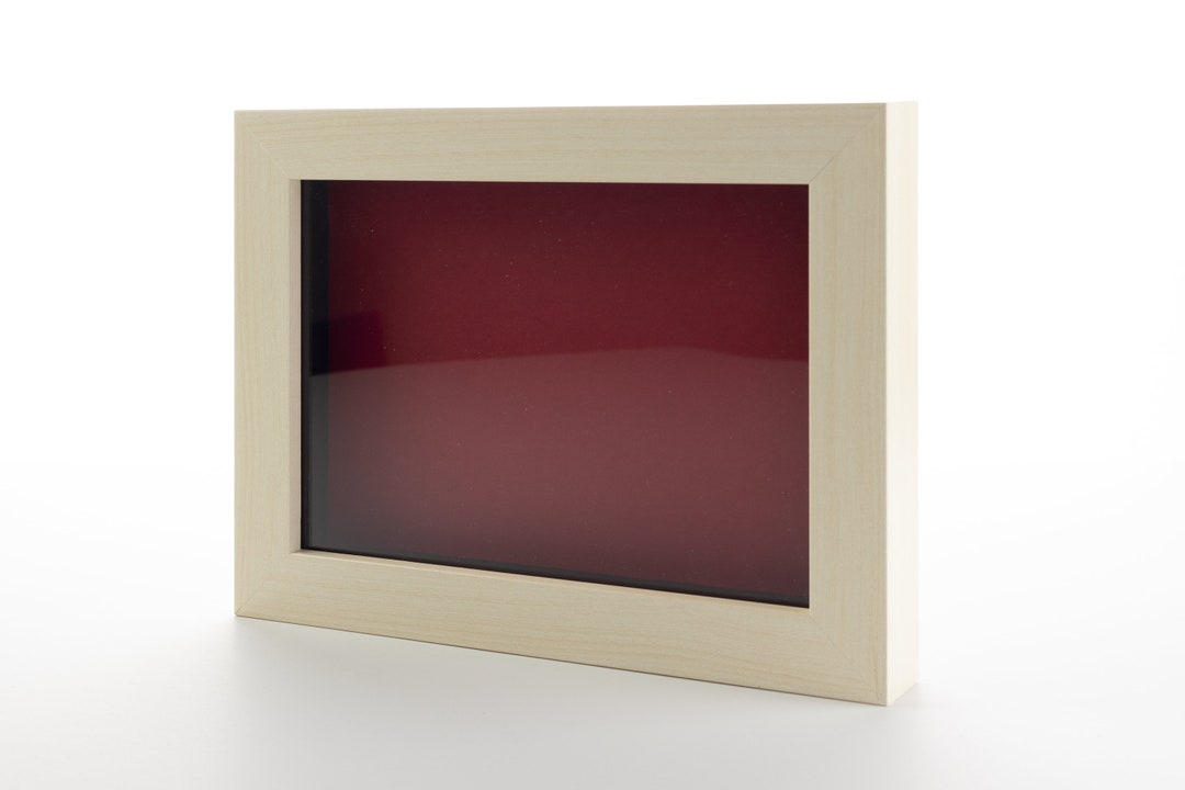 White Wash Shadowbox Gallery Wood Frame With Red Backing, Various Sizes ...