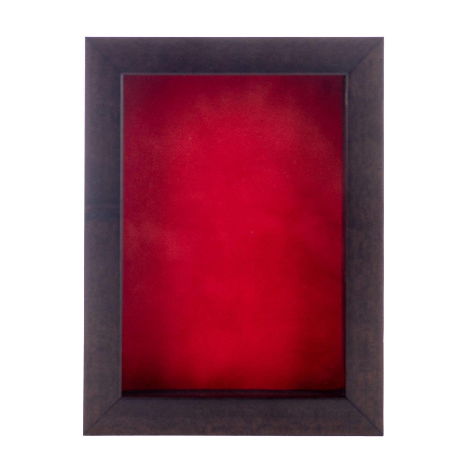 Rich Dark Brown Wood Shadow Box Frame With UV Acrylic Front - Red Suede ...