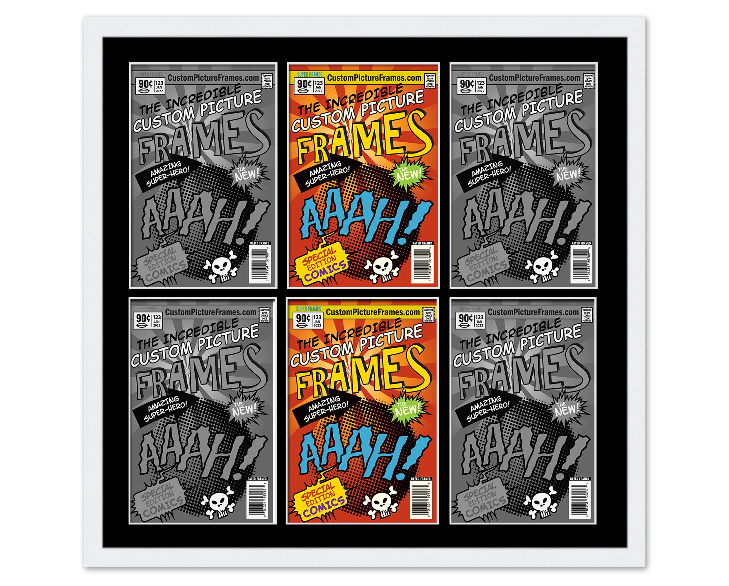 Comic Book Frame Black Mat 6 Openings to Display 6 Comic - Etsy