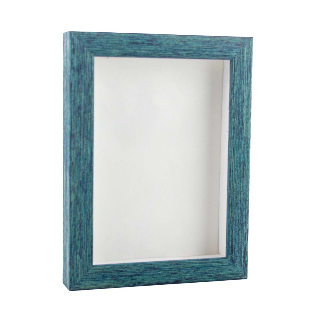 Distressed Blue Shadow Box Frame With White Acid-free Suede Backing ...