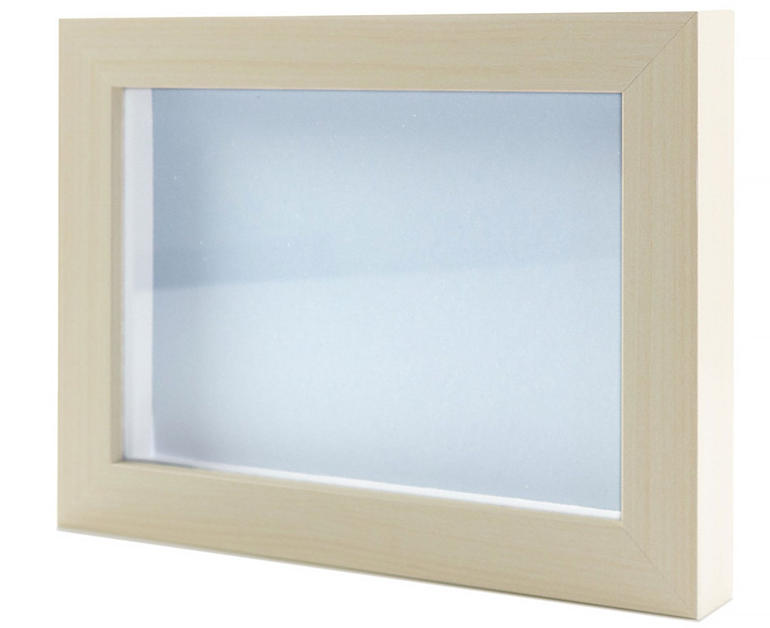 Shadow Box Solid Wood Frame White Wash, White Backing, 4x6, 5x7, 6x6 ...