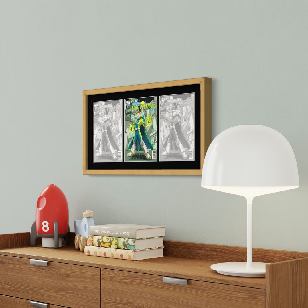 Comic Book Frame With Black Mat - 3 Openings to Display Comic Books ...