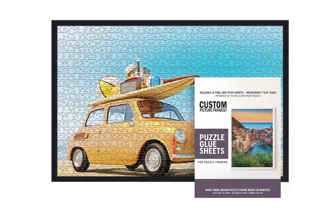 Jigsaw Puzzle Frame Kit With Frame and Puzzle Glue Sheets - for Puzzles ...