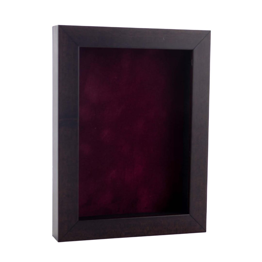 Rich Dark Brown Wood Shadow Box Frame, UV Acrylic Front - Dark Red ...
