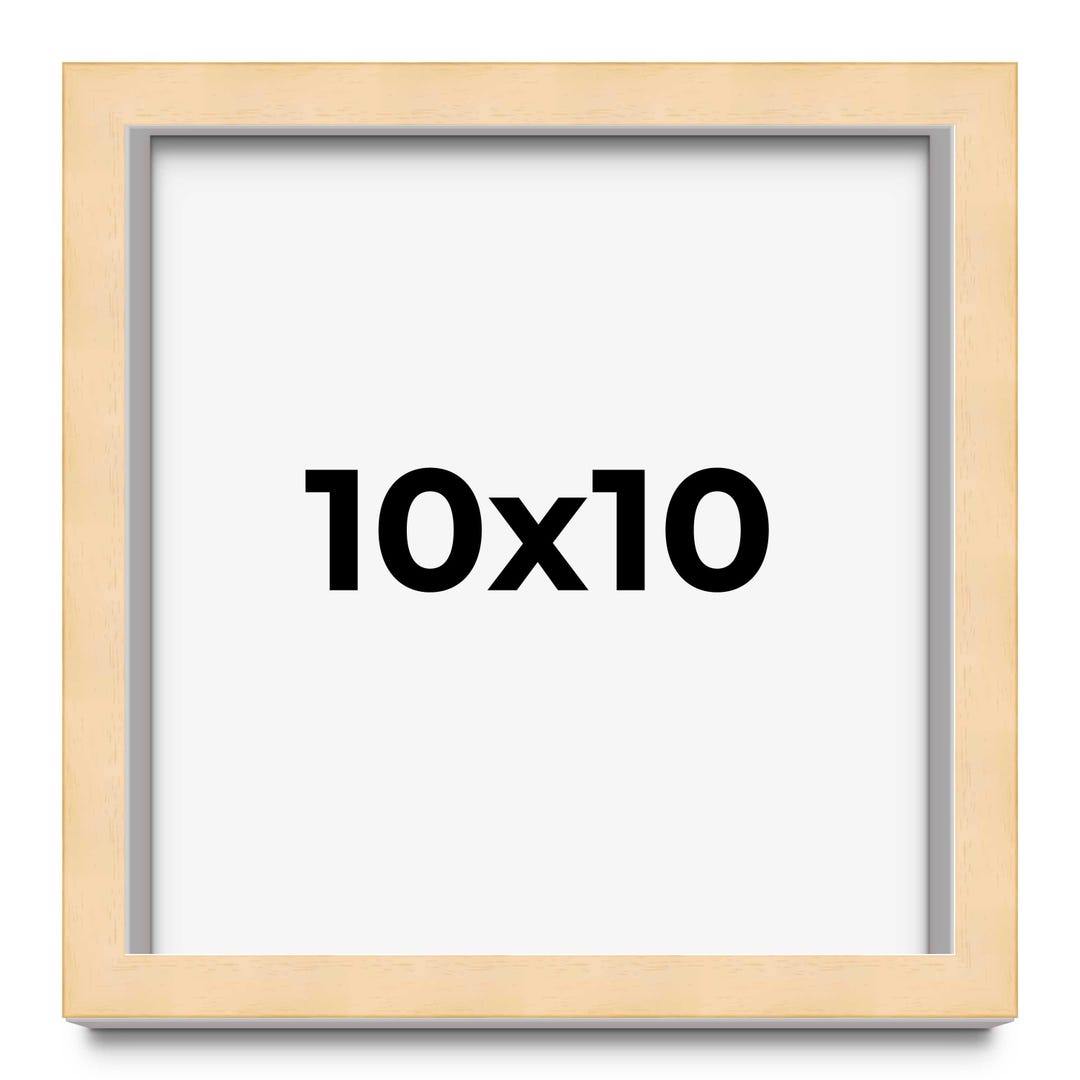10x10 Wood Frame With UV Acrylic, 6 Finishes: Black, White, Bronze ...